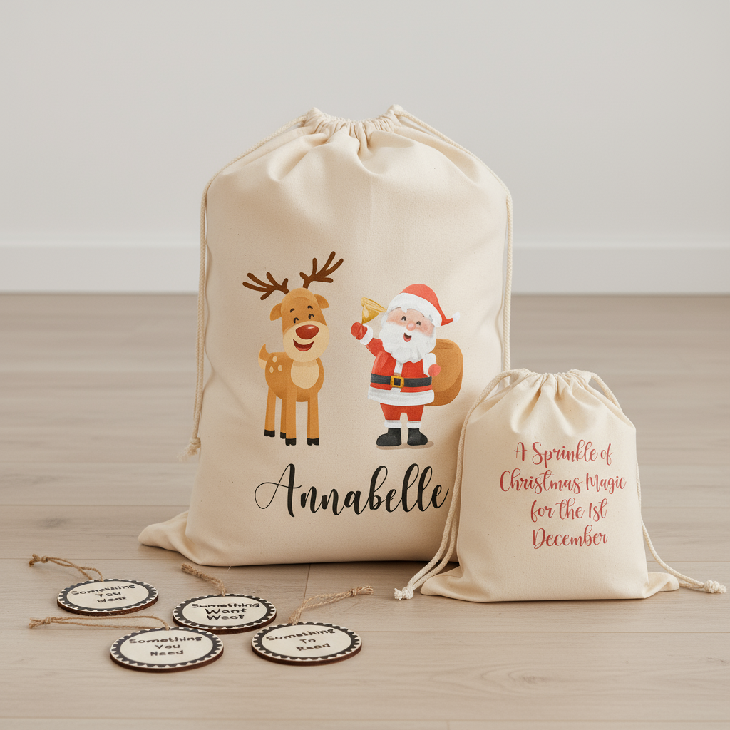 Christmas Wish Bundle - Personalised Santa Sack, Gift Tags & December ...