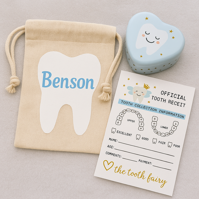 Personalised Tooth Fairy Set | Custom Tooth Container & Pouch NZ ...